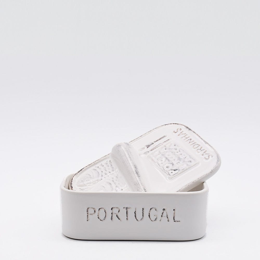 White ceramic box in the shape of a sardine can – Luisa Paixao